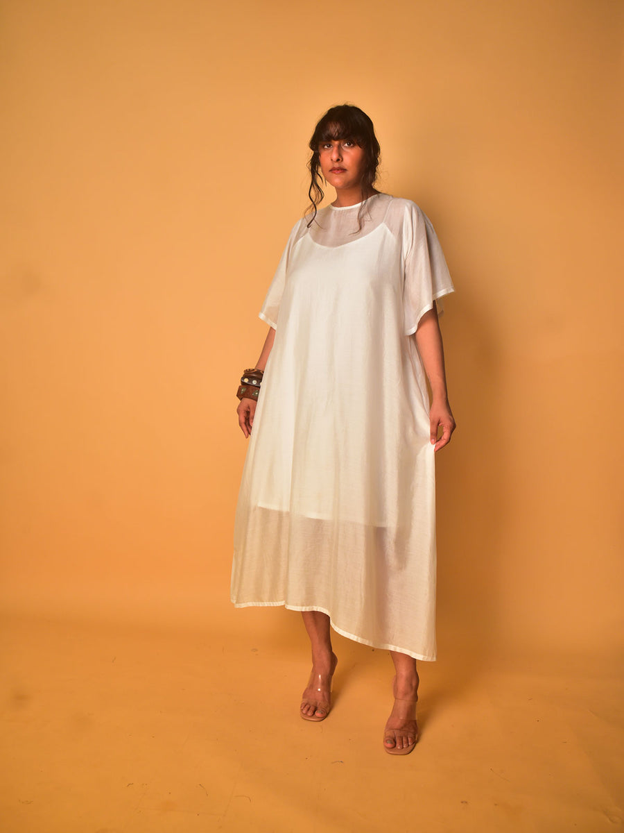 White Sheer Modal Sheer Dress for Women | WhySoBlue